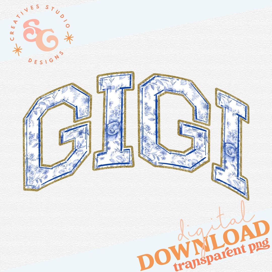 Toile Gigi Png, Chinoiserie Style, Collegiate Lettering, Gift For ...