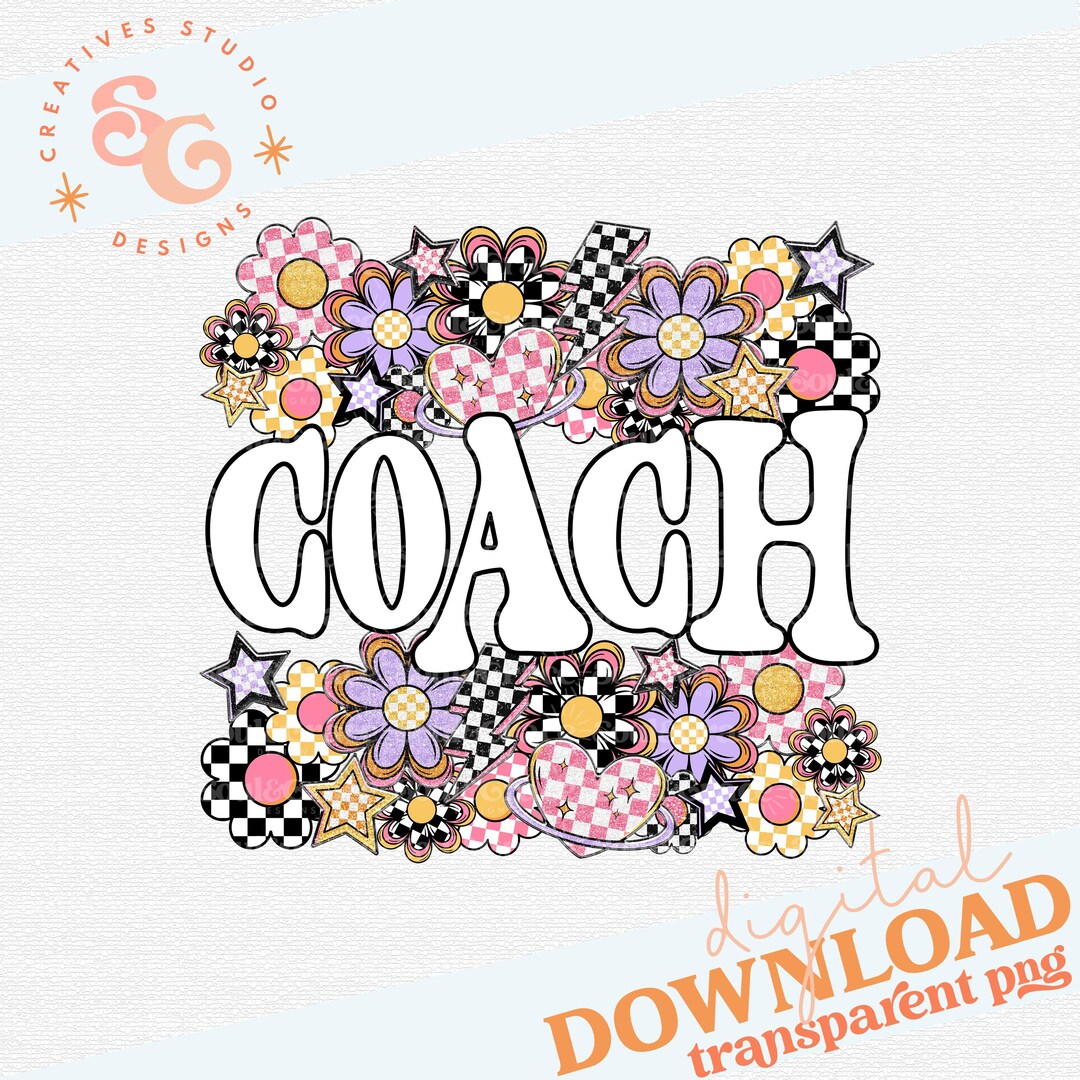 Checkered Floral Coach Png for Shirts, Softball Coach Tote Bag Png ...