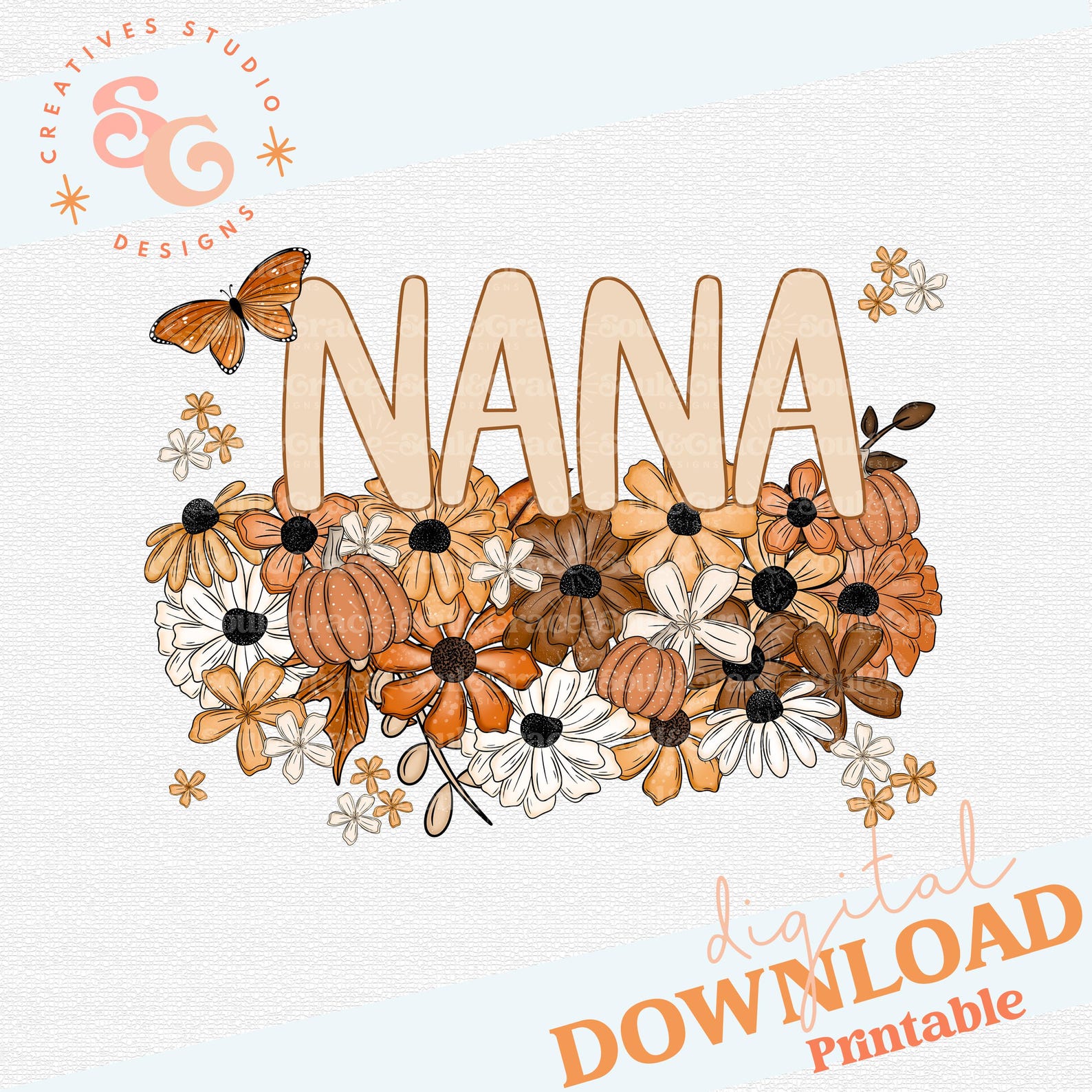 Nana Png for Shirts INSTANT DOWNLOAD, Fall Floral Sublimation Designs ...