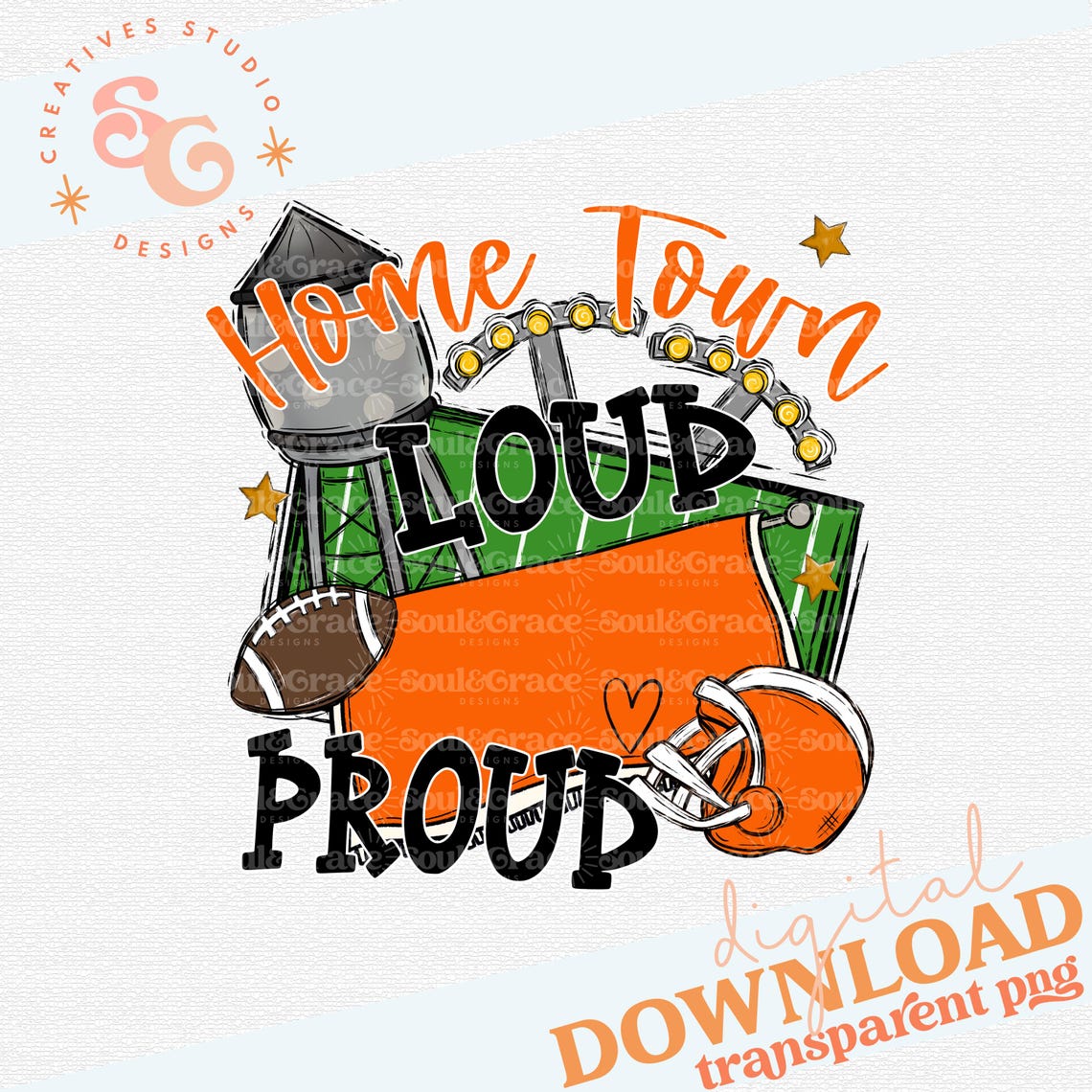 Home Town Loud Mascot Proud ORANGE Gold Digital Design, INSTANT ...