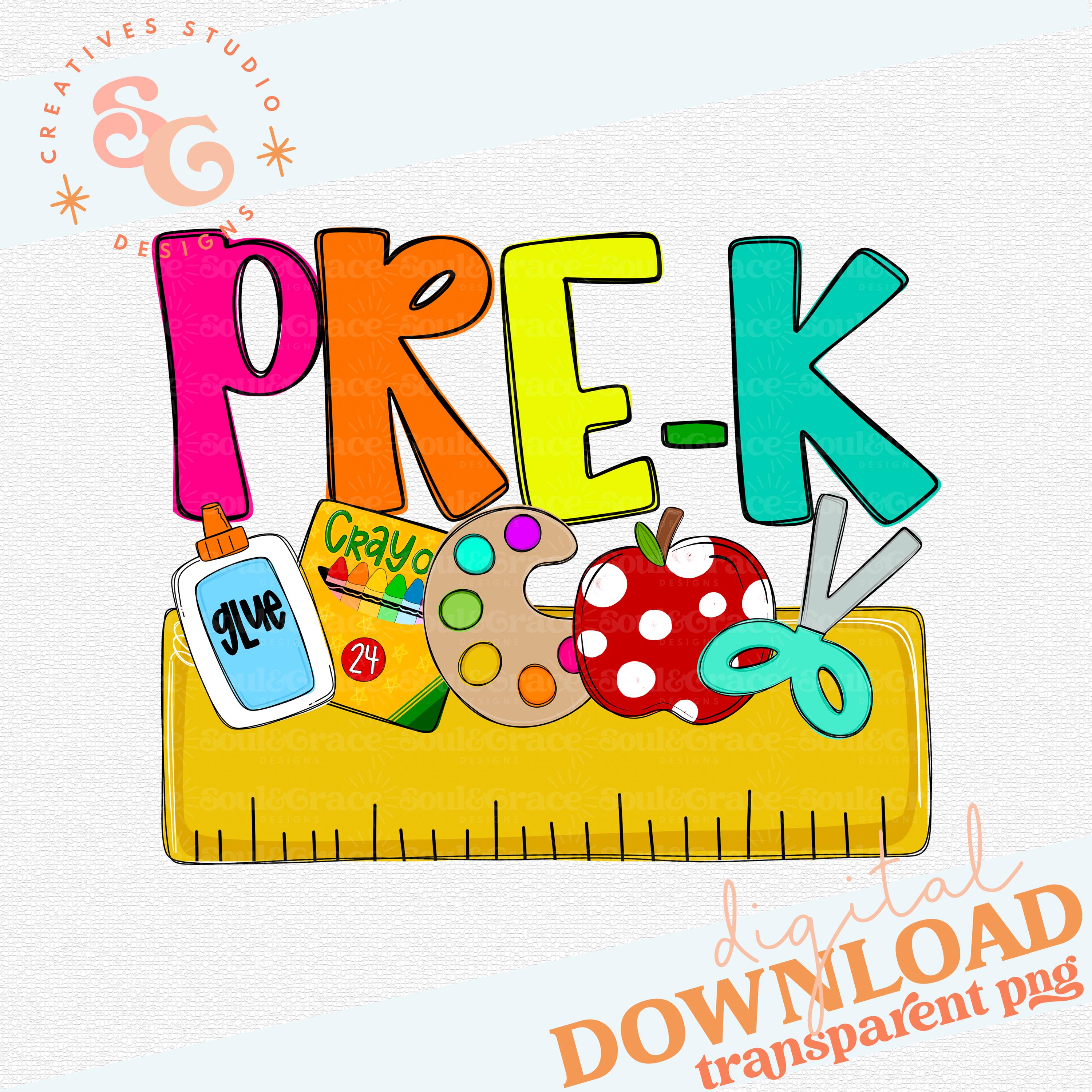 Back to School Name Plate Pre K With Offset Digital Design, INSTANT ...