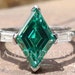 13 X 8.25 MM Lozenge Dark Green Moissanite Ring | Three Stone Ring ...