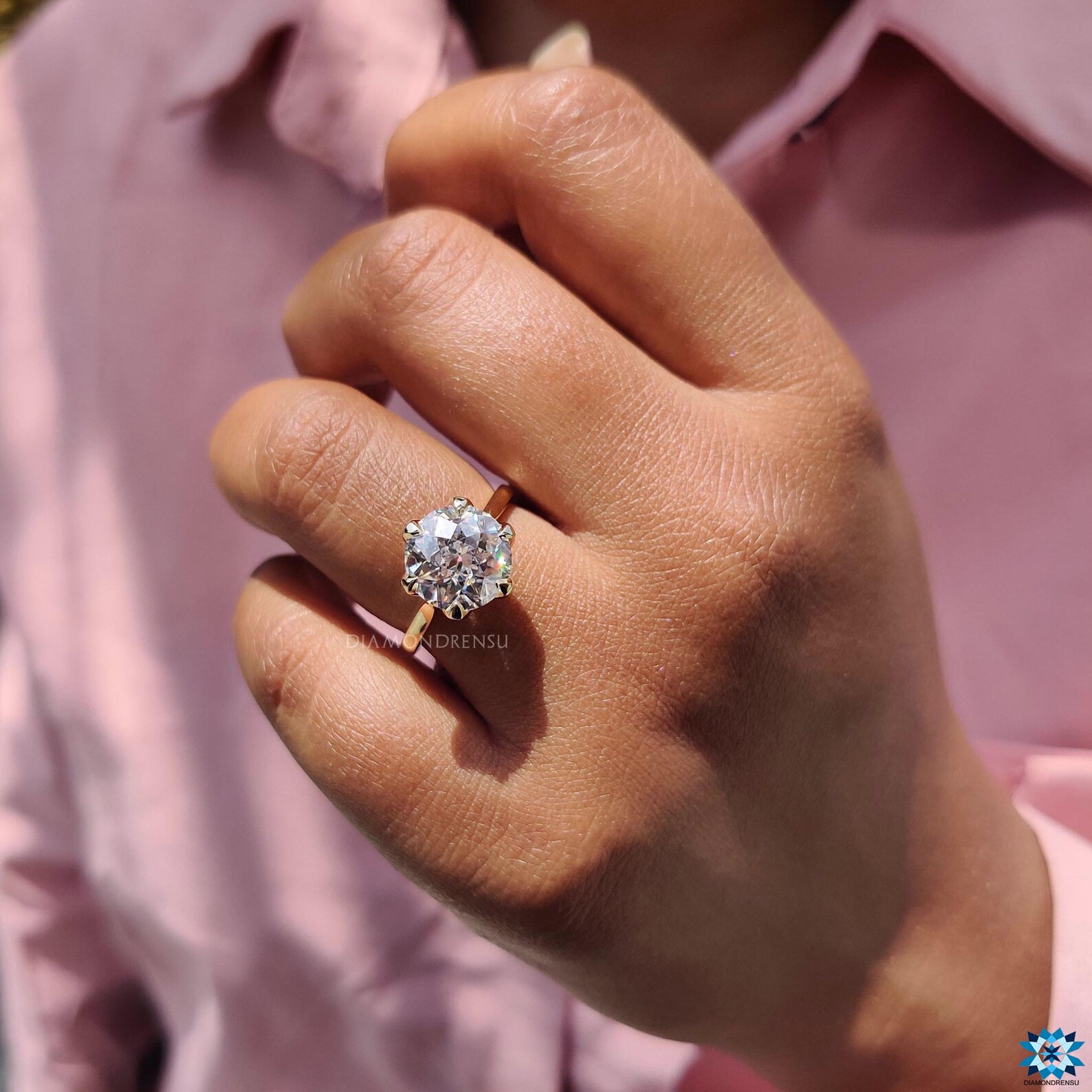 Solitaire Engagement Ring, Jubilee Cut Moissanite Ring, Antique 4.31 CT ...