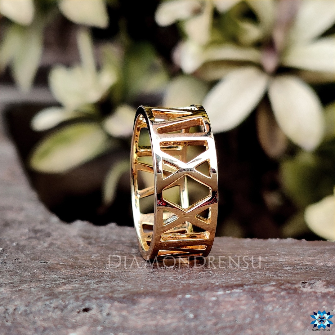 Custom Roman Numeral Wedding Date Band, Personalized Band, Comfort Fit ...