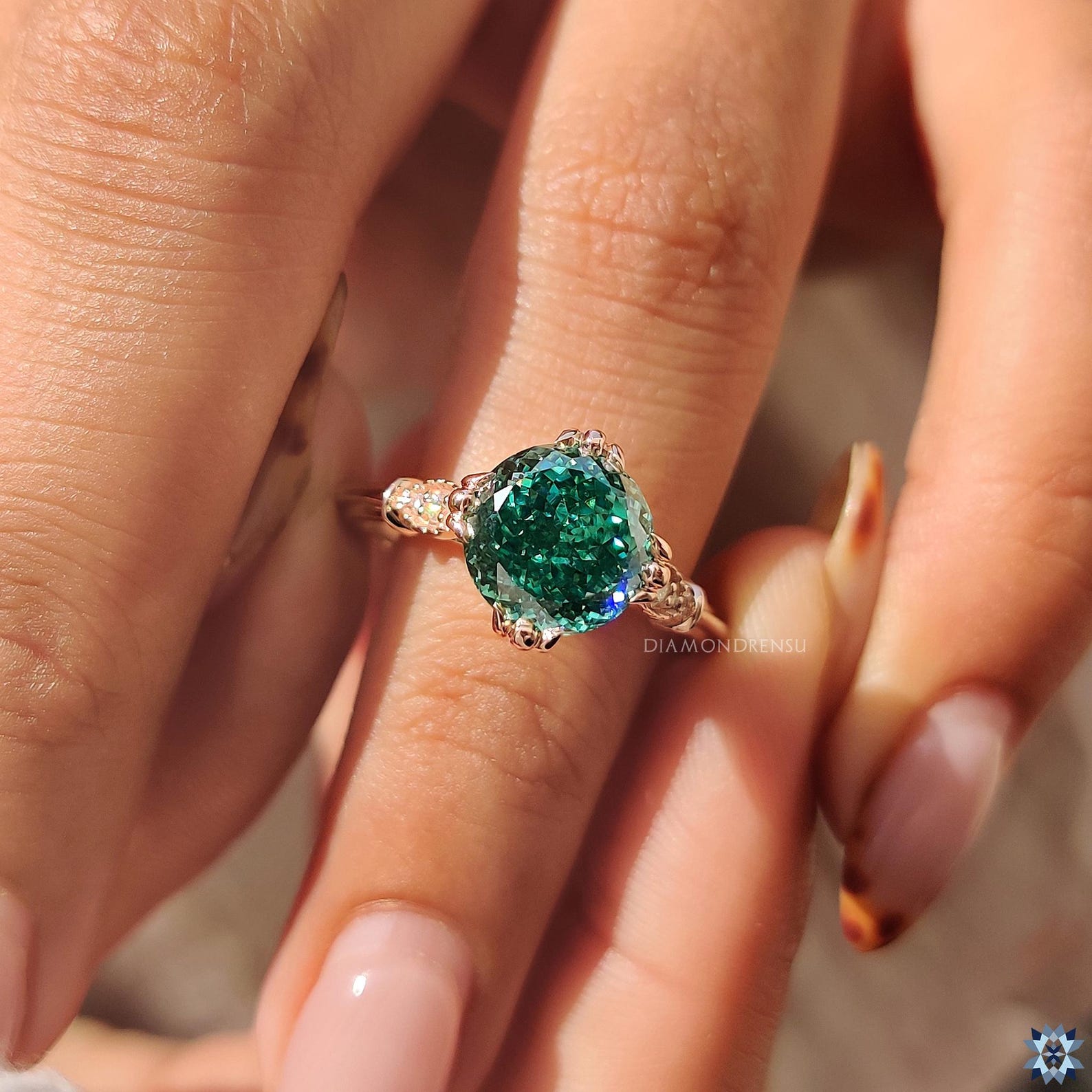 Fishtail Prong Set Portuguese Cut Moissanite Vintage Engagement Ring ...
