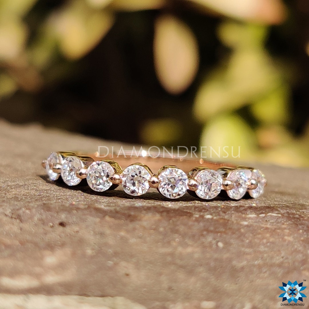 Round Old European Cut Floating Bubble Band, Wedding Band, 7 Colorless ...