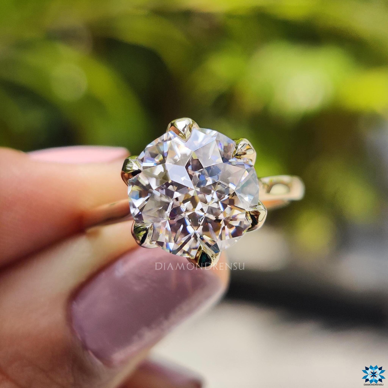Solitaire Engagement Ring, Jubilee Cut Moissanite Ring, Antique 4.31 CT ...