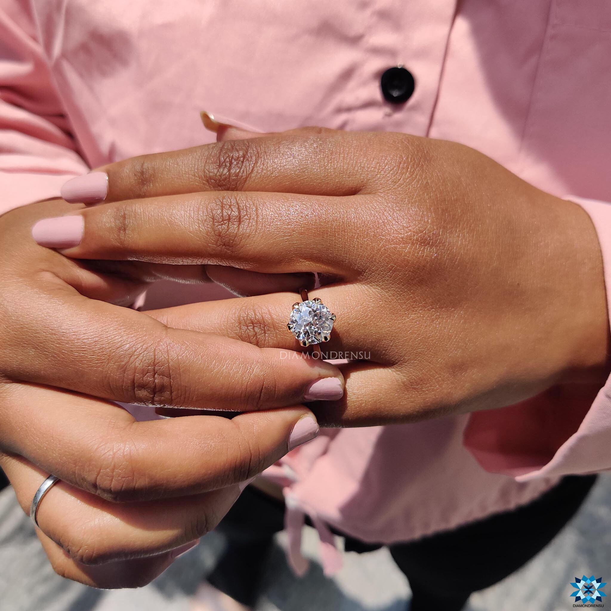 Solitaire Engagement Ring, Jubilee Cut Moissanite Ring, Antique 4.31 CT ...