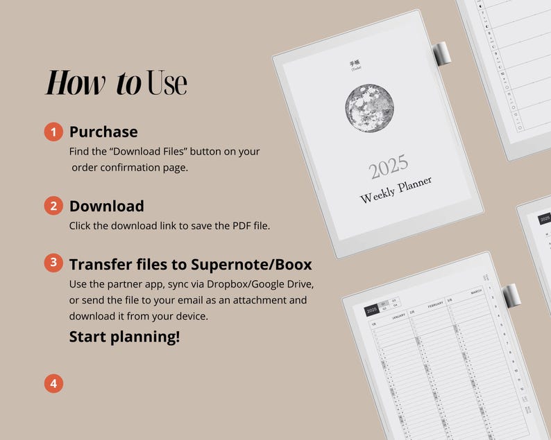 Digital Planner 2025 Japanese Style, Supernote A5X Manta Boox Template ...
