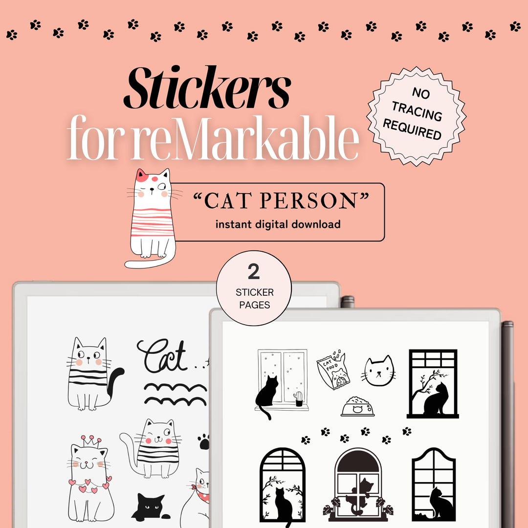 Instant Stickers for Remarkable Cat Theme, Copy and Paste, No Tracing ...