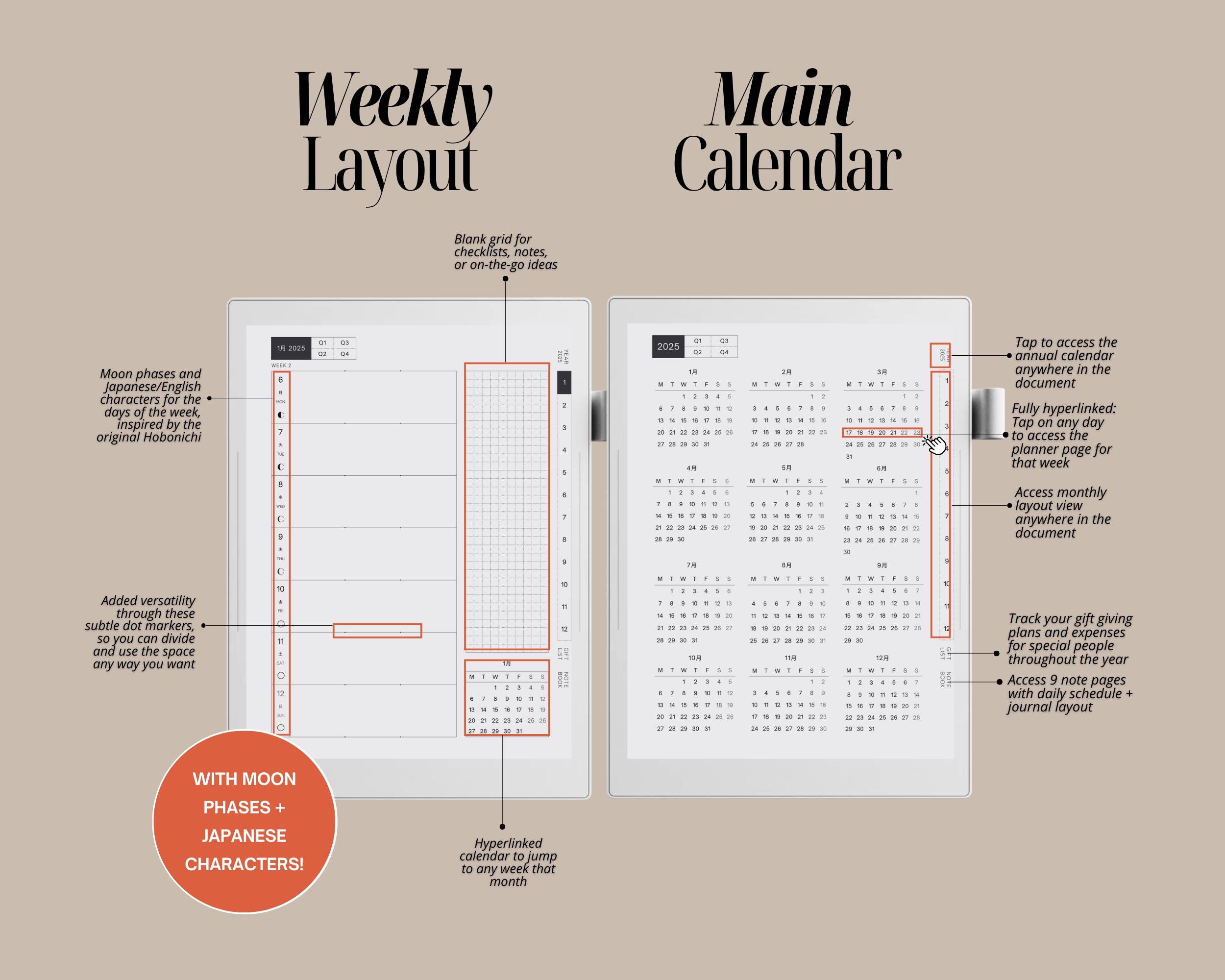 Digital Planner 2025 Japanese Style, Supernote A5X Manta Boox Template ...