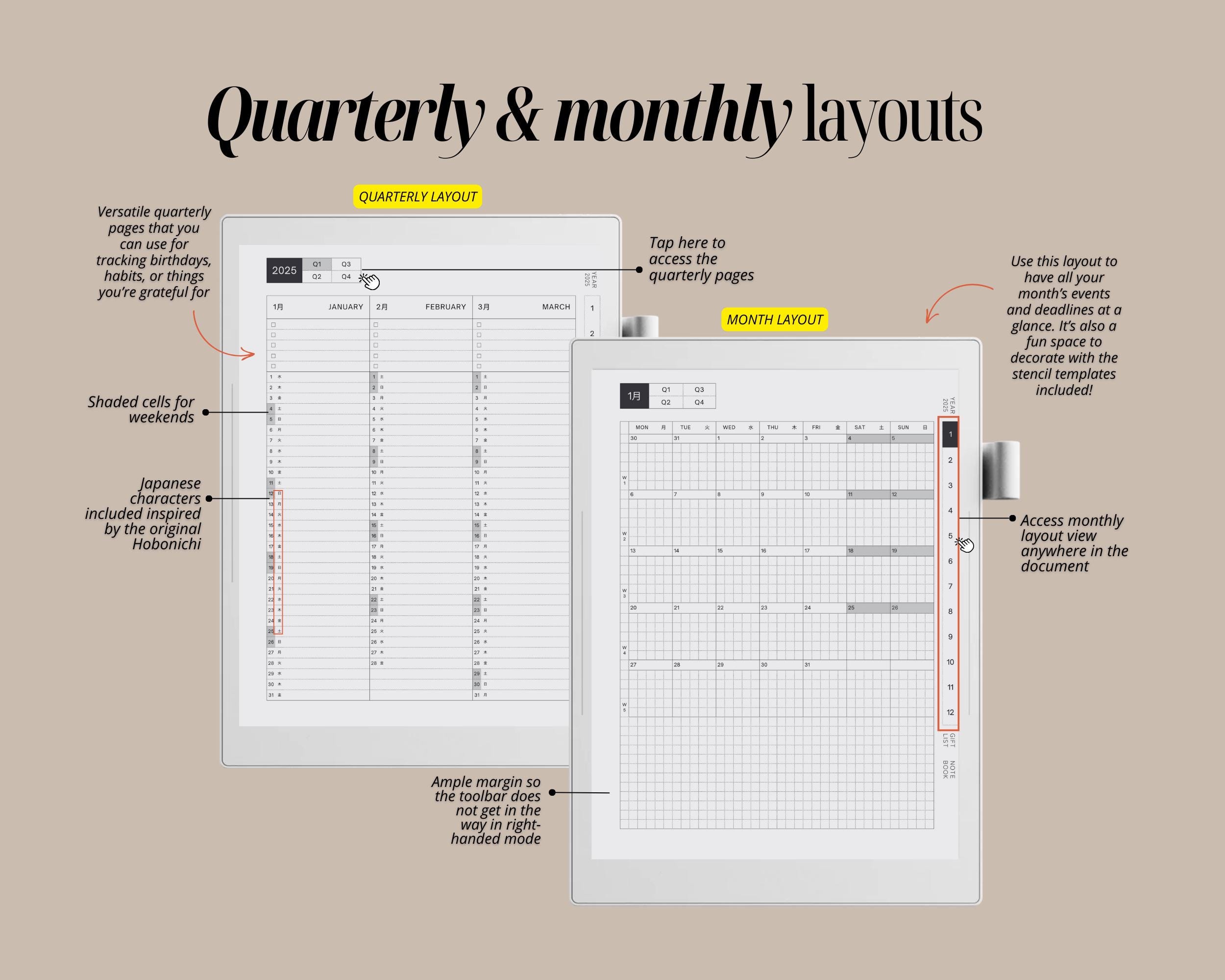 Digital Planner 2025 Japanese Style, Supernote A5X Manta Boox Template ...