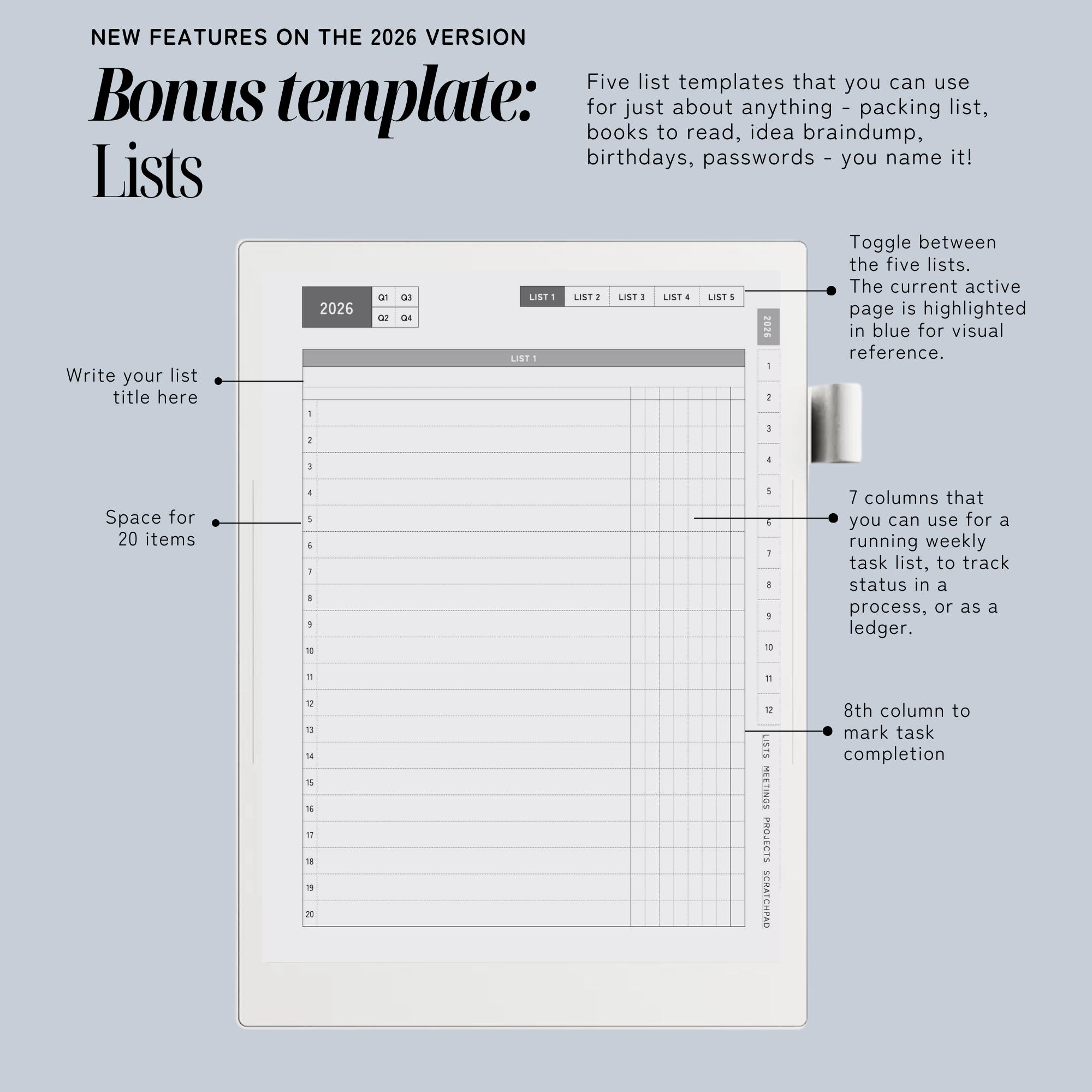 Daily Planner & Life Book for Supernote Manta and Nomad, Horizontal ...