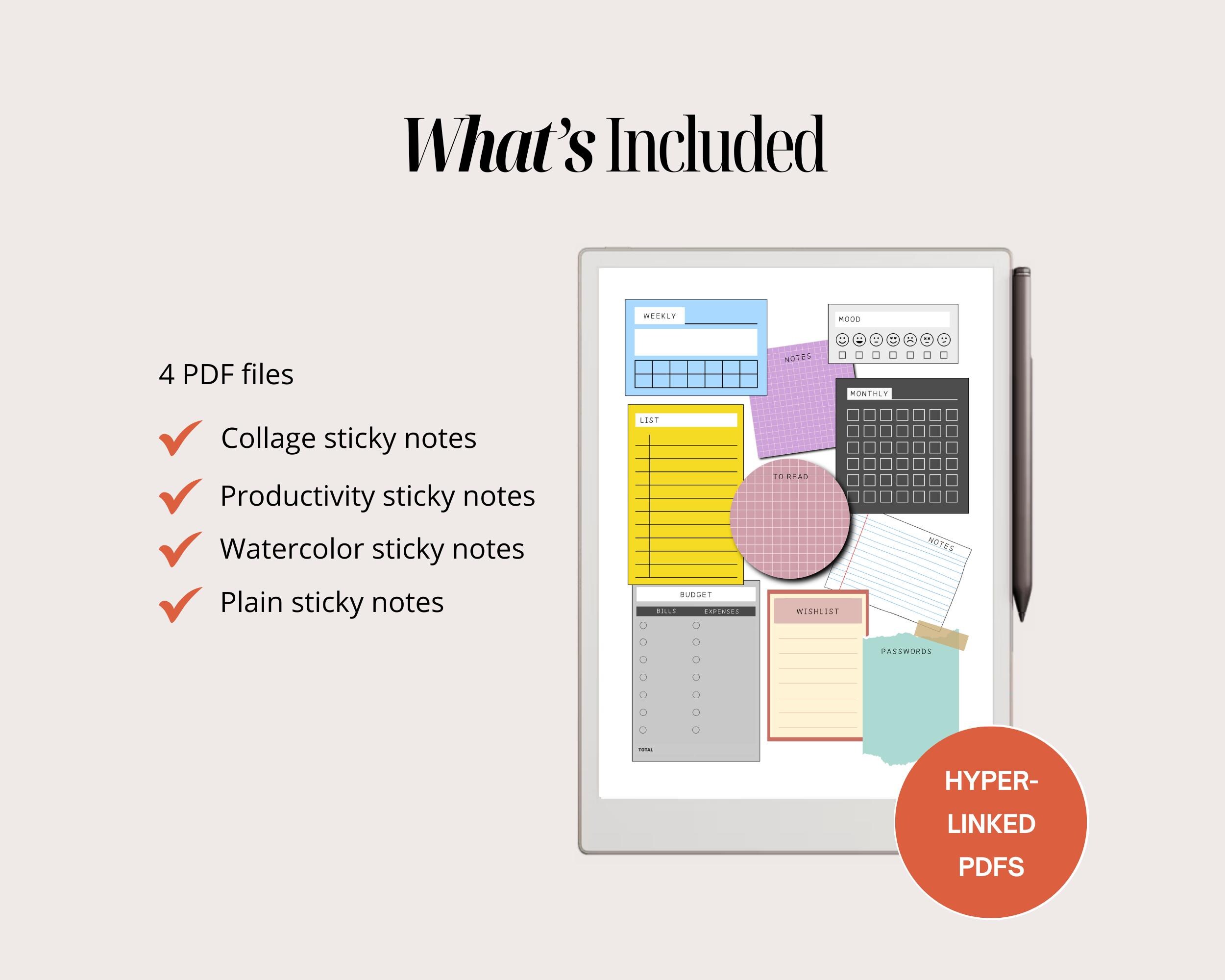Tracing Sticky Notes Digital Template for Remarkable Paper Pro, Post It ...