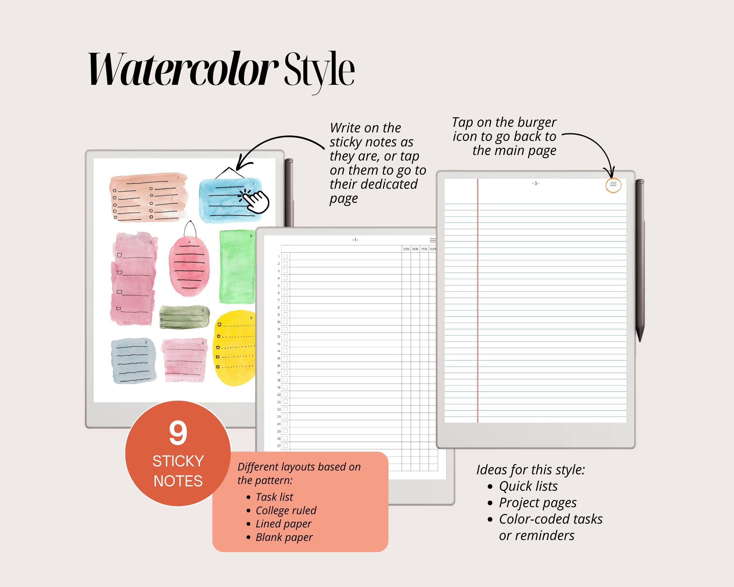 Tracing Sticky Notes Digital Template for Remarkable Paper Pro, Post It ...