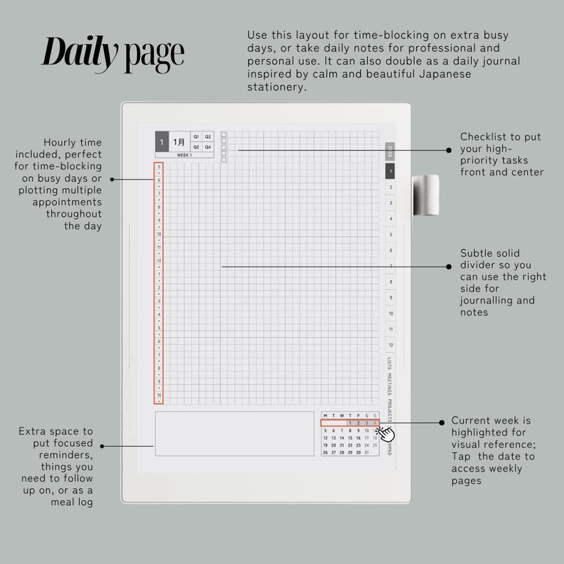 Daily Planner & Life Book for Supernote Manta and Nomad, Techonichi ...