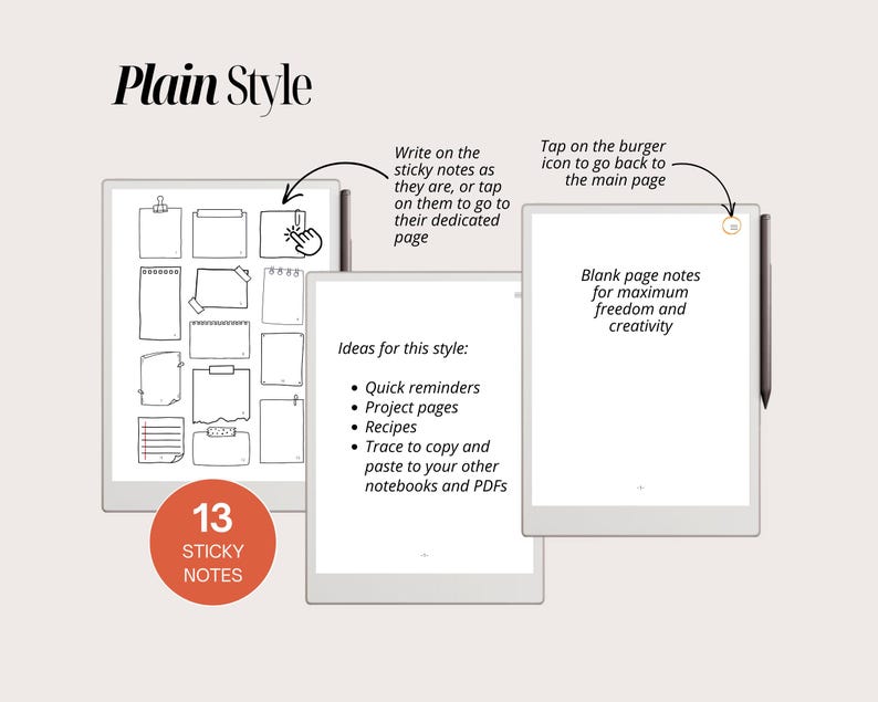 Tracing Sticky Notes Digital Template for Remarkable Paper Pro, Post It ...
