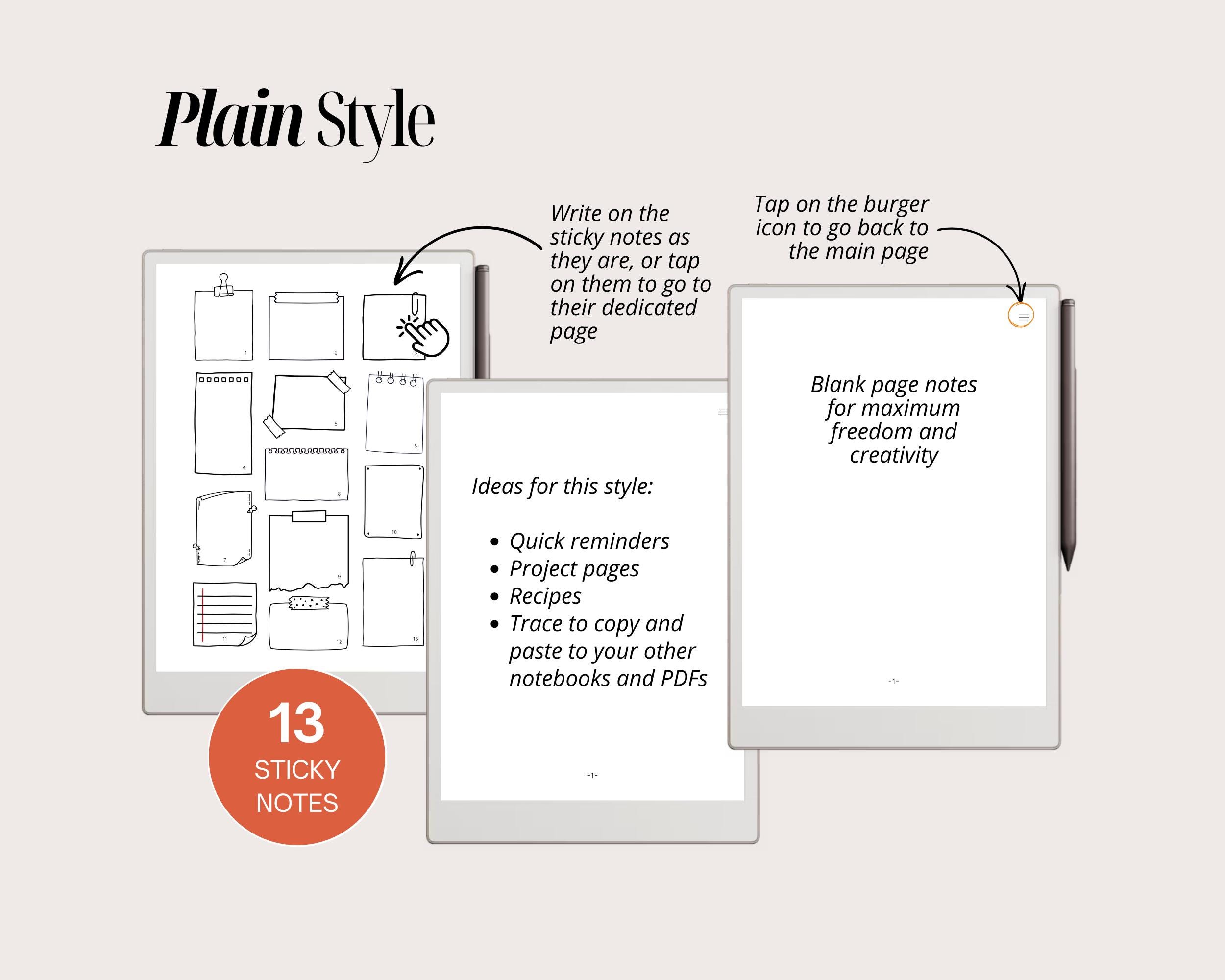 Tracing Sticky Notes Digital Template for Remarkable Paper Pro, Post It ...