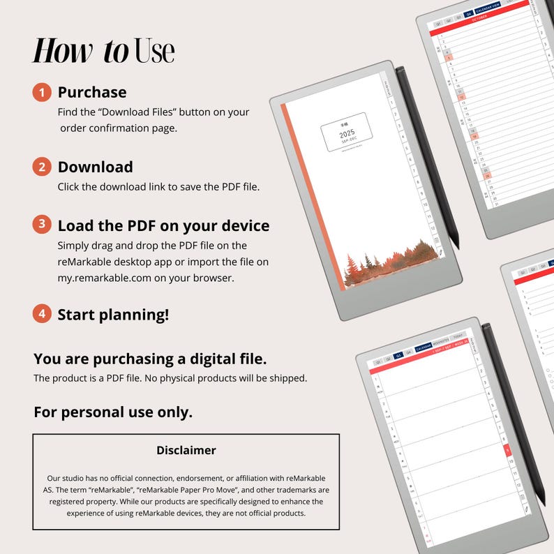 Remarkable Move Horizon Planner 2025, Quarterly Monthly Weekly Planner ...