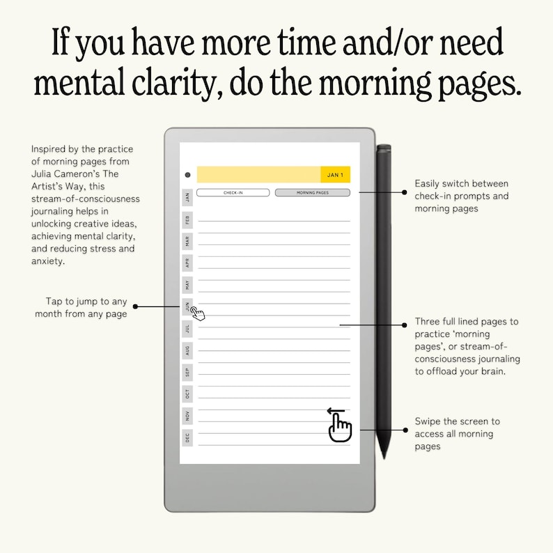 Morning Pages & Daily Journal for Remarkable Paper Pro Move, Reflection ...