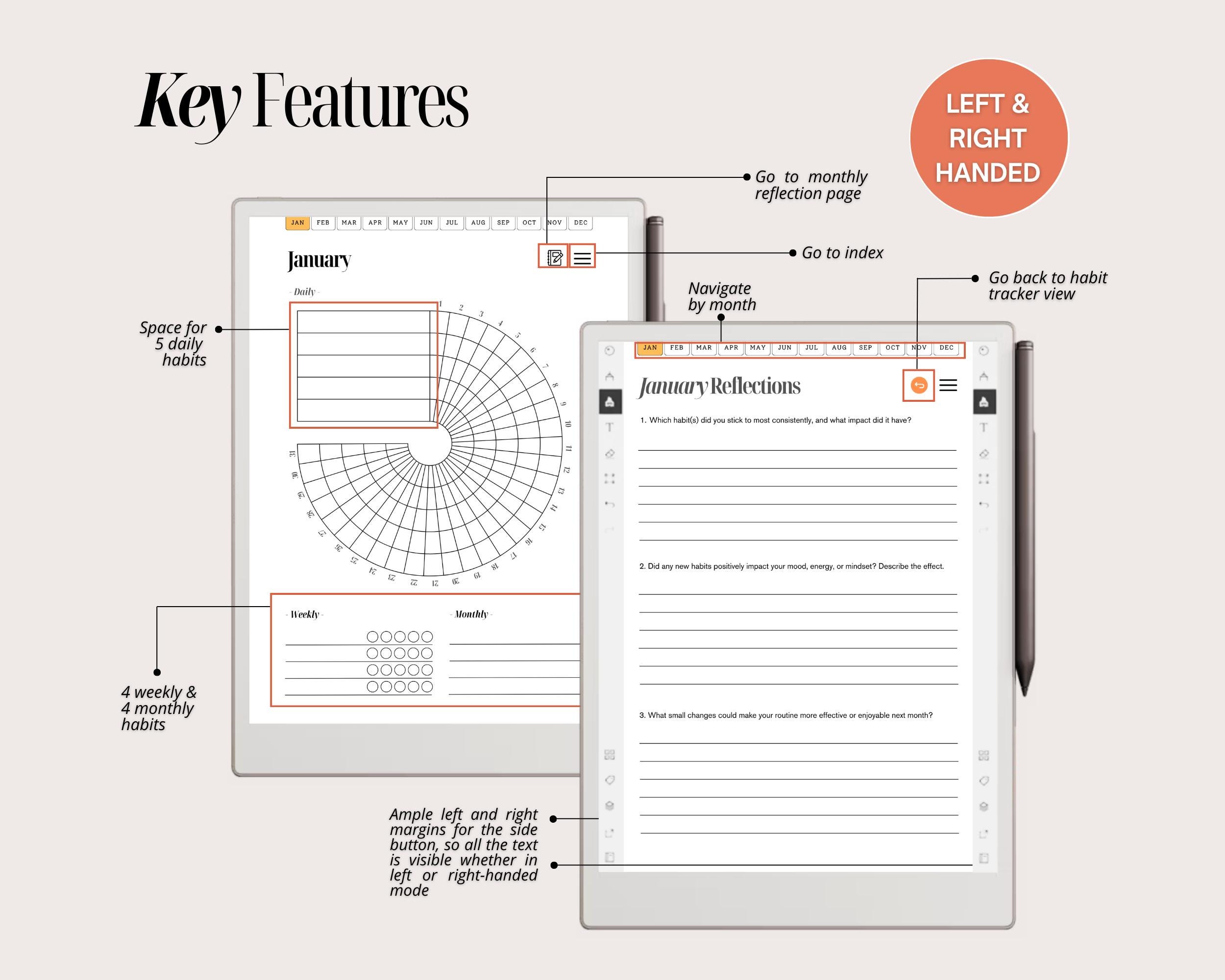 Habit Tracker Template for Remarkable Paper Pro and Remarkable 2, Daily ...