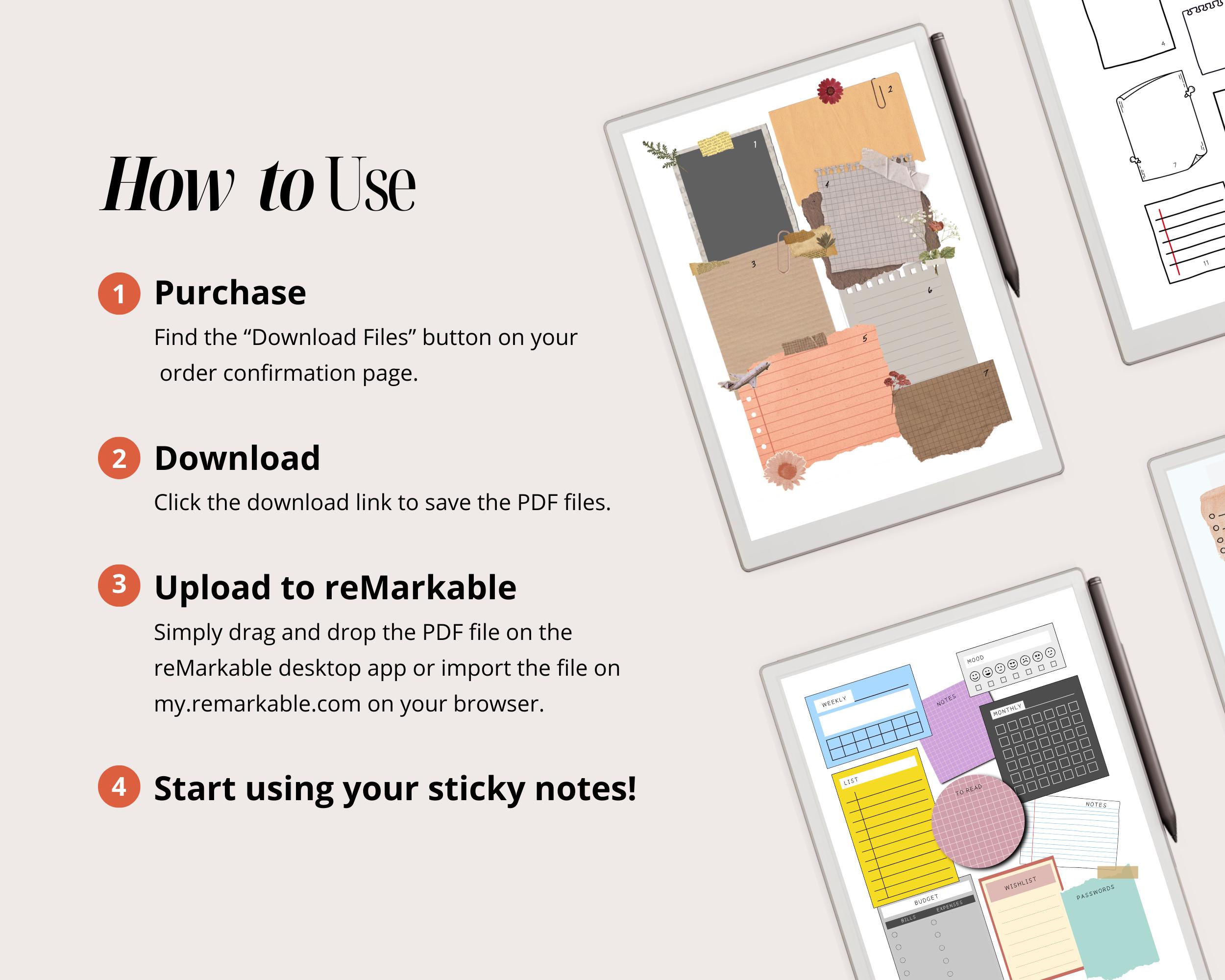 Tracing Sticky Notes Digital Template for Remarkable Paper Pro, Post It ...