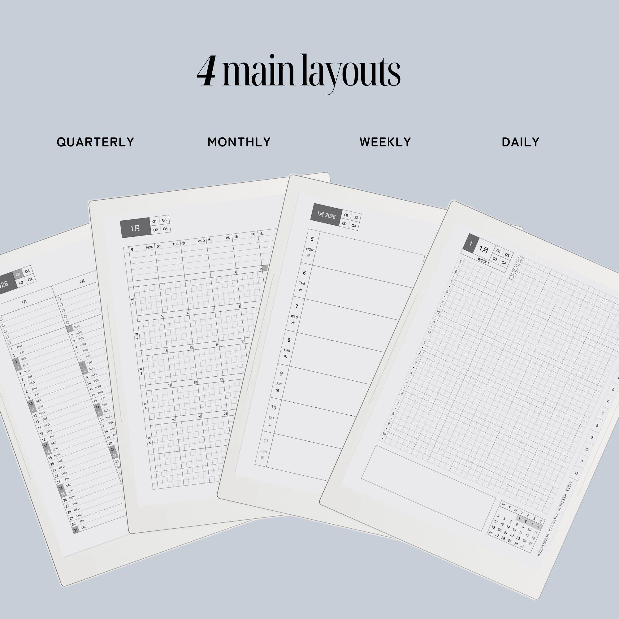 Daily Planner & Life Book for Supernote Manta and Nomad, Horizontal ...