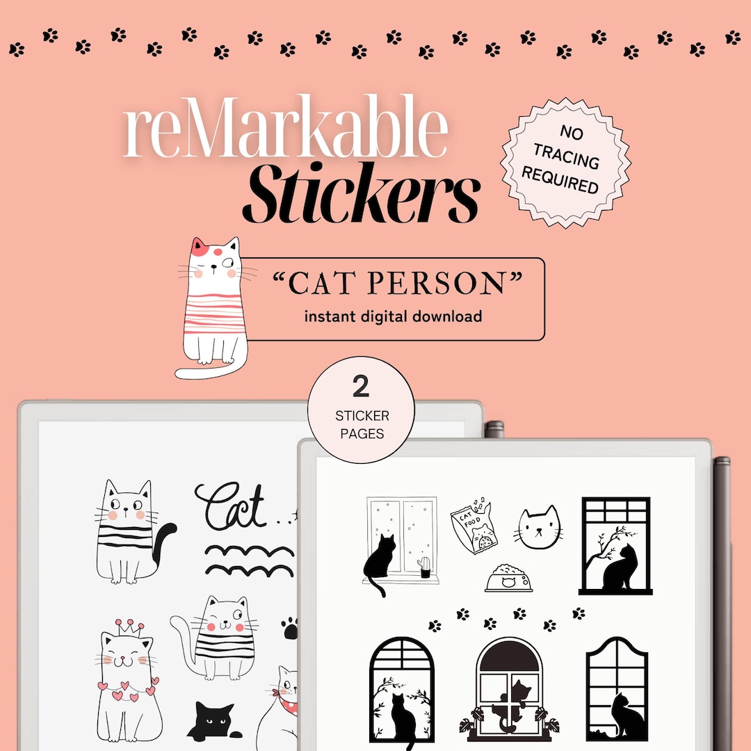 Instant Stickers for Remarkable Cat Theme, Copy and Paste, No Tracing ...