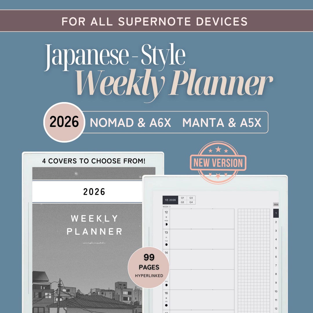 2026 Weekly Planner for Supernote Nomad and Manta, for Supernote A6X ...