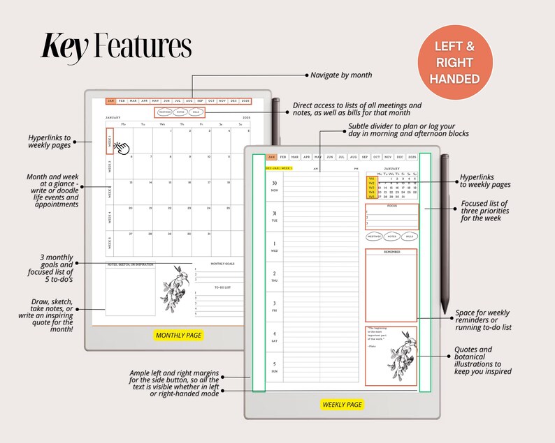 2025 Remarkable Planner | Remarkable Pro, Remarkable 2 Templates ...