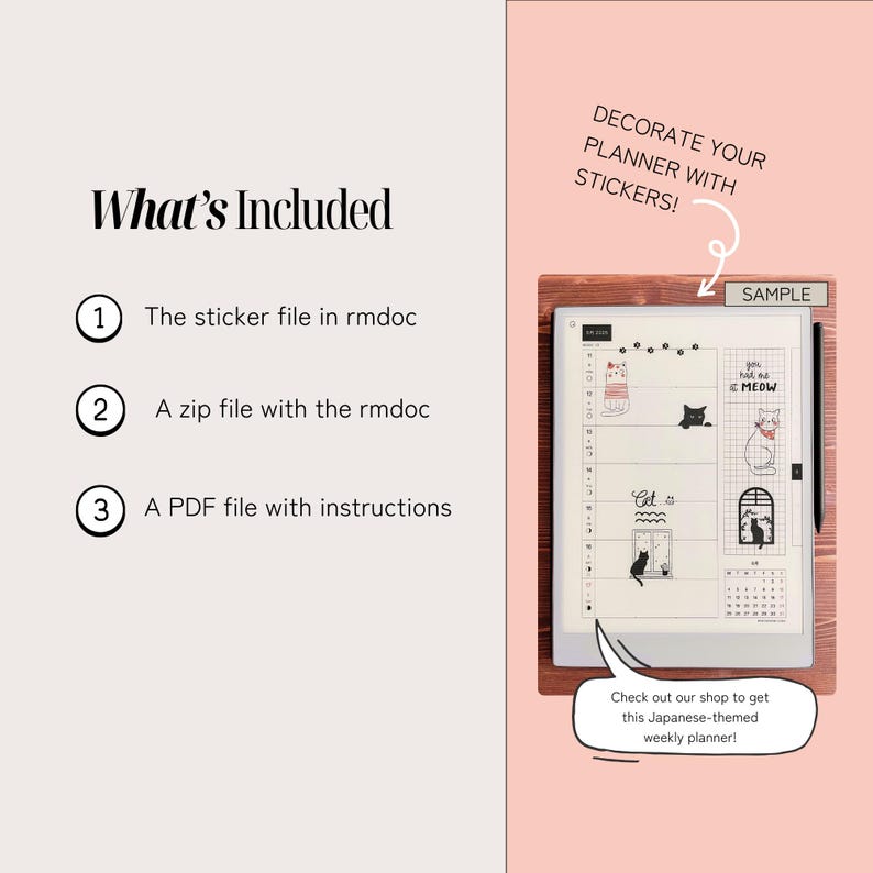 Instant Stickers for Remarkable Cat Theme, Copy and Paste, No Tracing ...