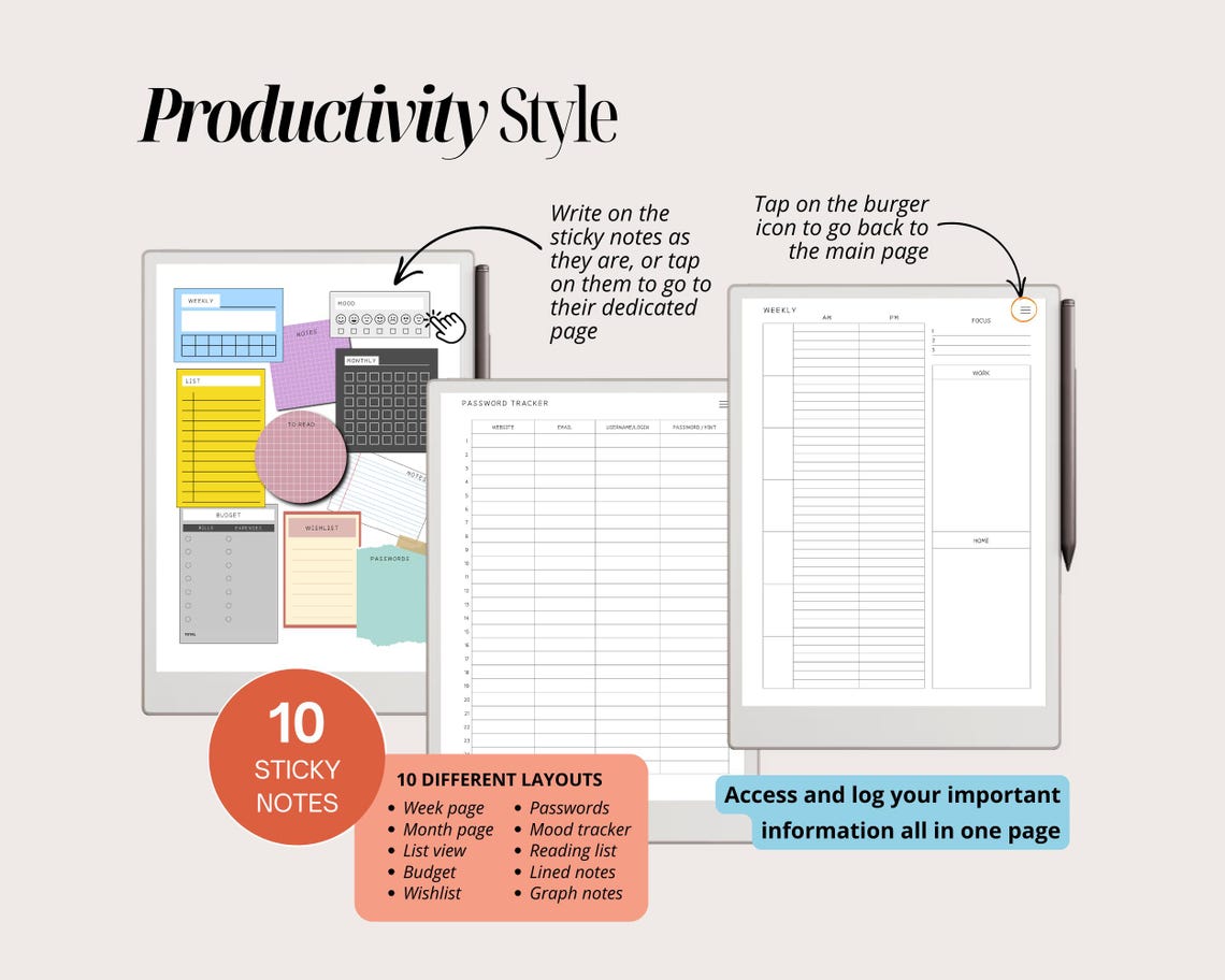 Tracing Sticky Notes Digital Template for Remarkable Paper Pro, Post It ...