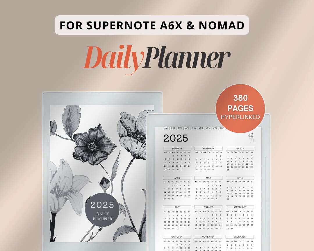 2025 Daily/hourly Supernote Planner, A6X and Supernote Nomad Template ...