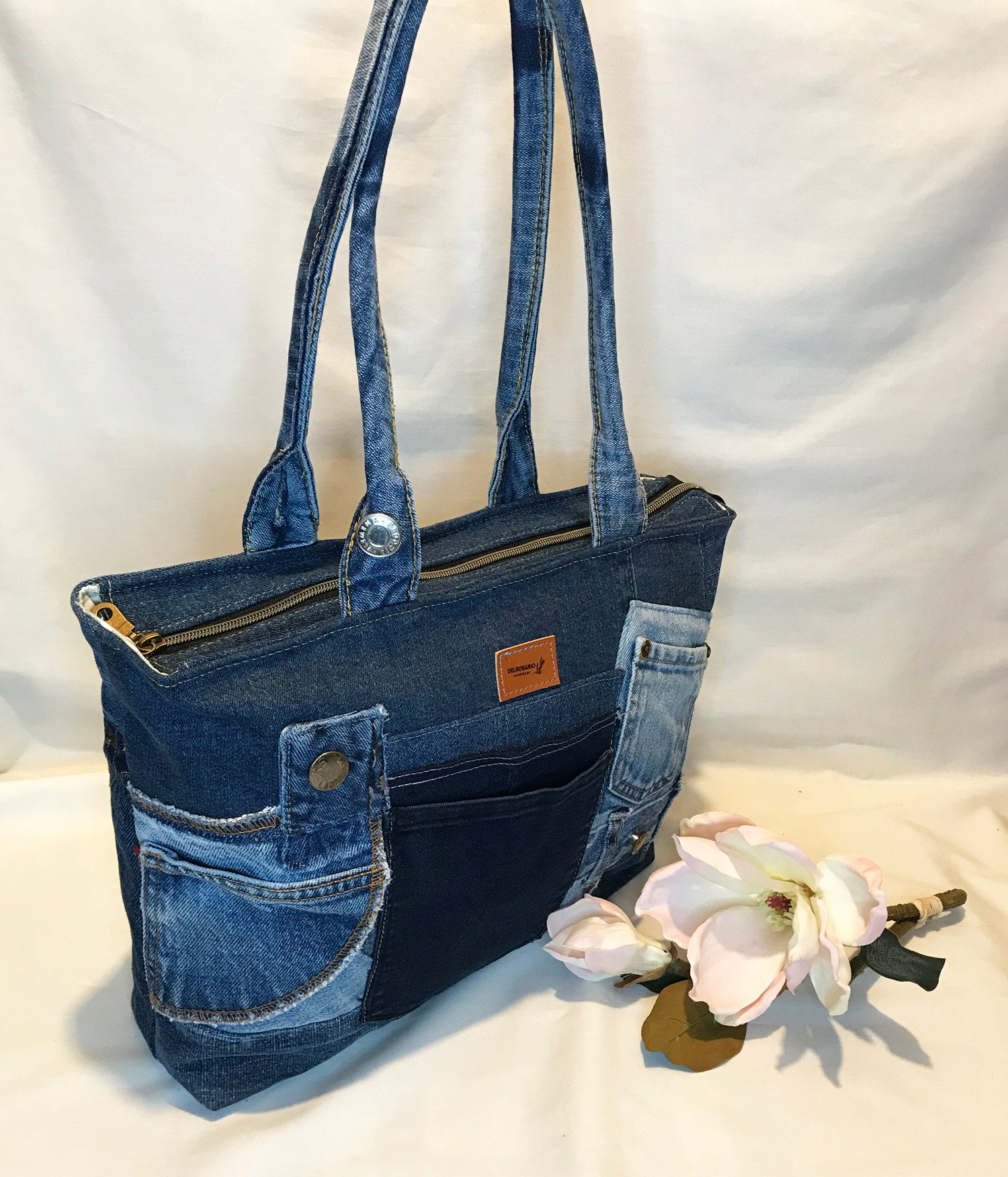 Recycled/ Repurpose/ Upcycled Patchwork Denim Tote Bag, Hand Bag - Etsy