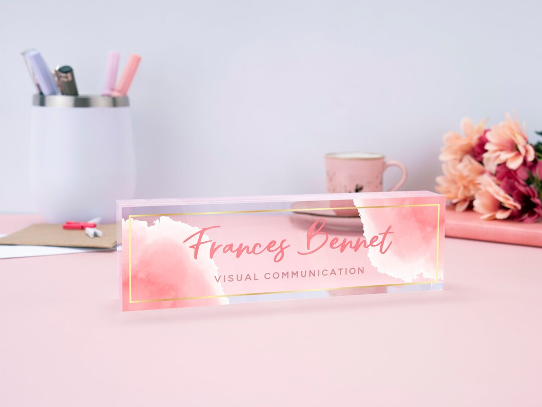 Desk Name Plate, Acrylic Desk Name Plate for Women, Custom Desk Plaque ...