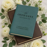 Officiant Binder With Natural Linen Personalized Gold Embossed Wedding ...