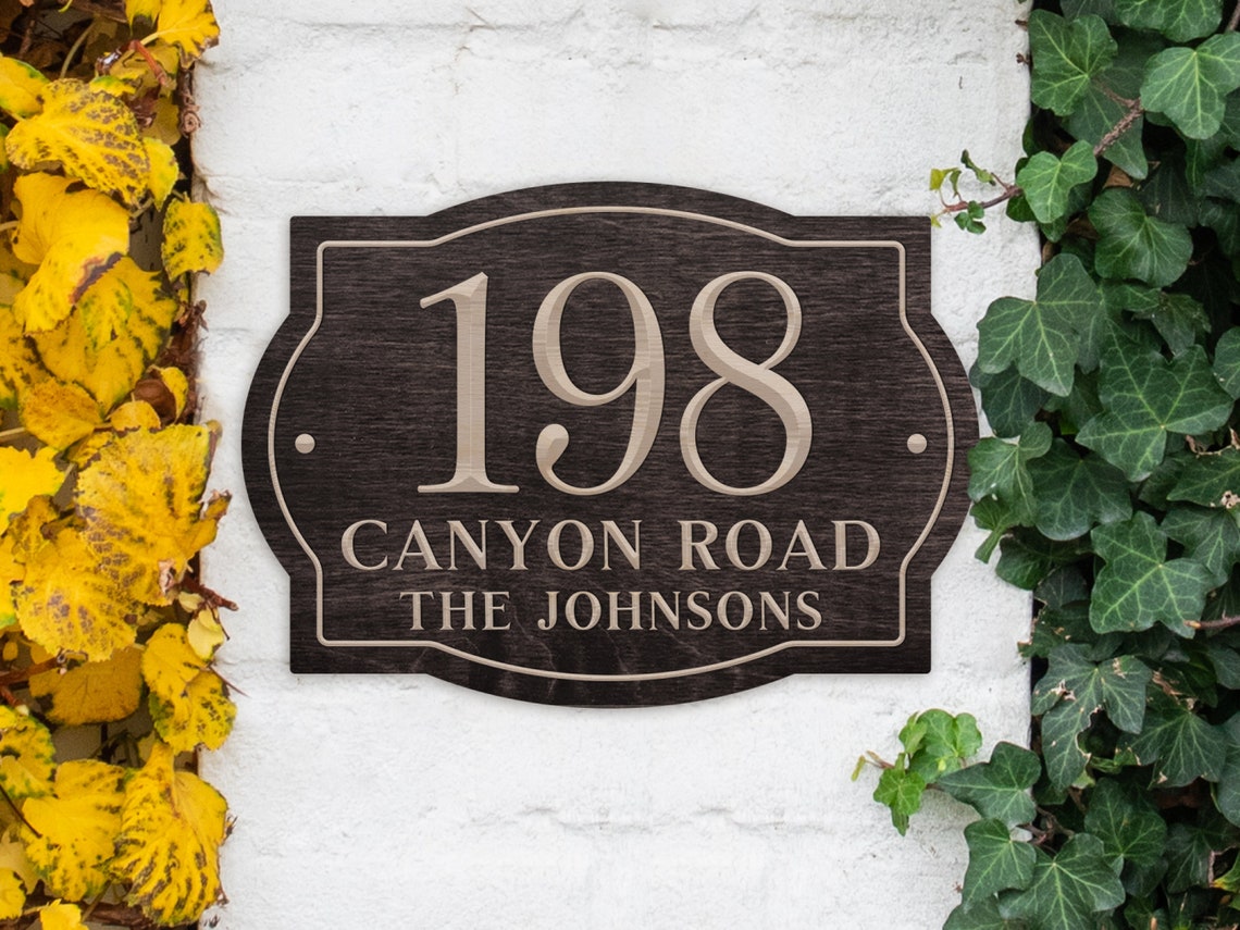 Modern House Number Address Sign, Number Sign Engraved, Address Sign ...