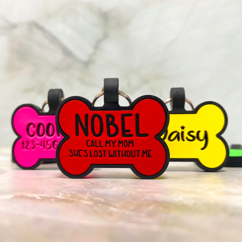 Silicone Dog Tags for Dogs Personalized Dog ID Tags Double - Etsy