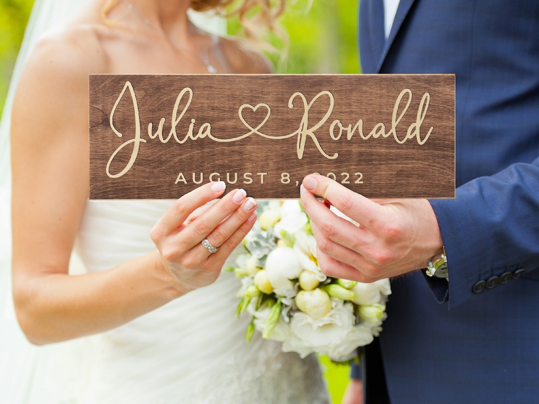 Personalized Wedding Sign, Custom Wood Sign Engraved W/names, 15''x6 ...