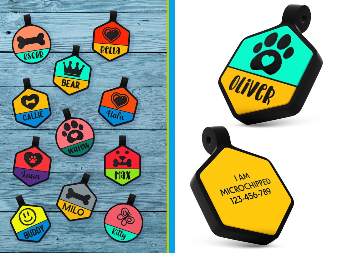 Silicone Dog Tag Personalized, Silent Dog Tags Engraved, Soundless ...