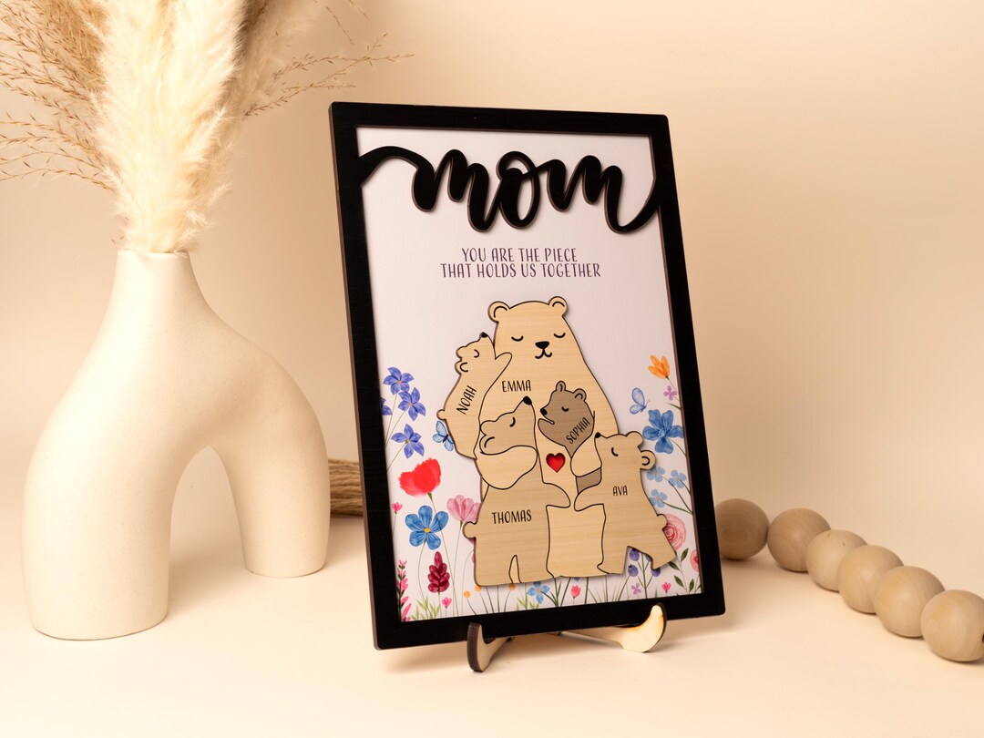 Personalized Mama Bear Sign, Custom Mama Bear Family Puzzle Sign, Mom ...