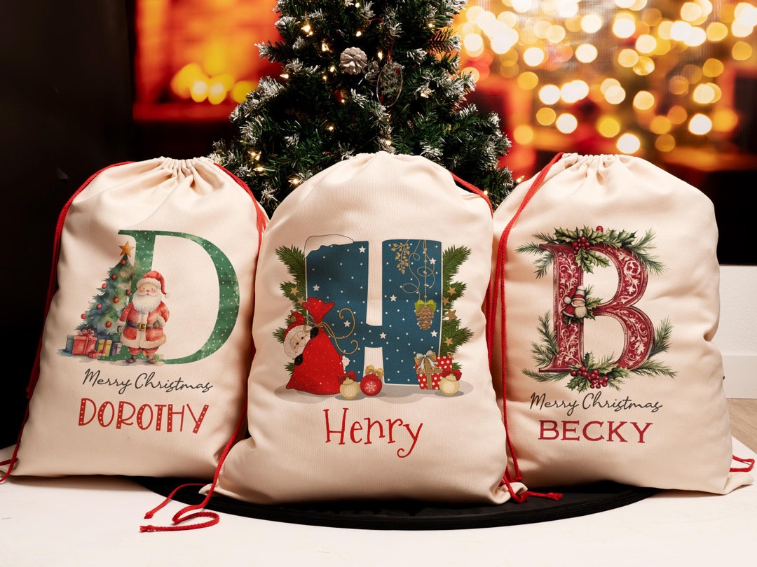 Christmas Santa Sack, Personalised Canvas Santa Sack, Christmas Gift ...
