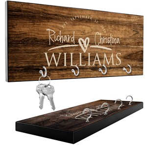 Personalized Key Holder for Wall, Housewarming Gifts for Couple W/ Last ...