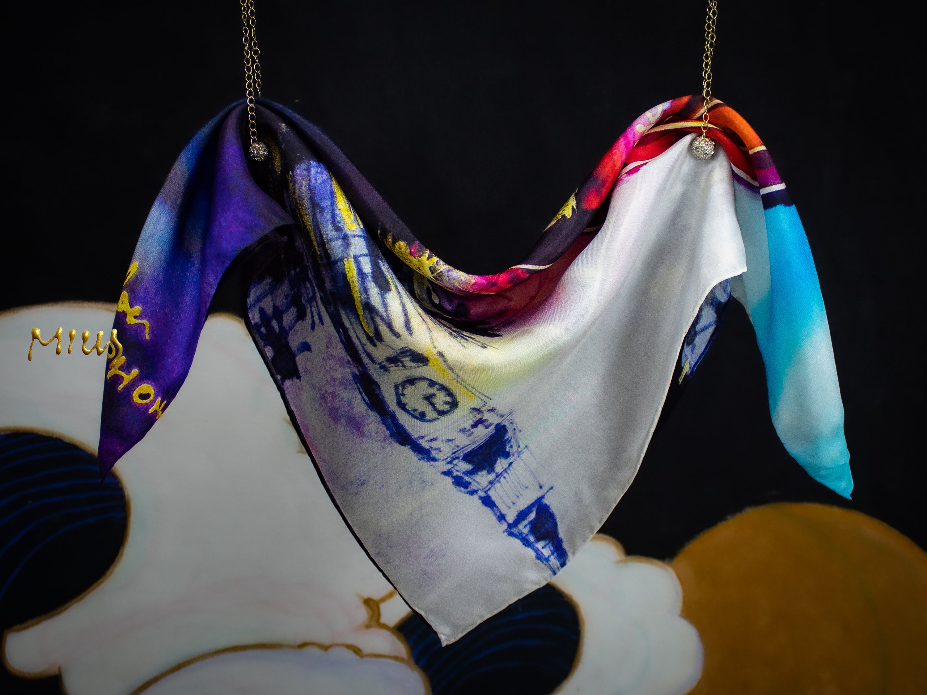 Surrealism Style London Telephone Box Silk Scarf Printed From - Etsy