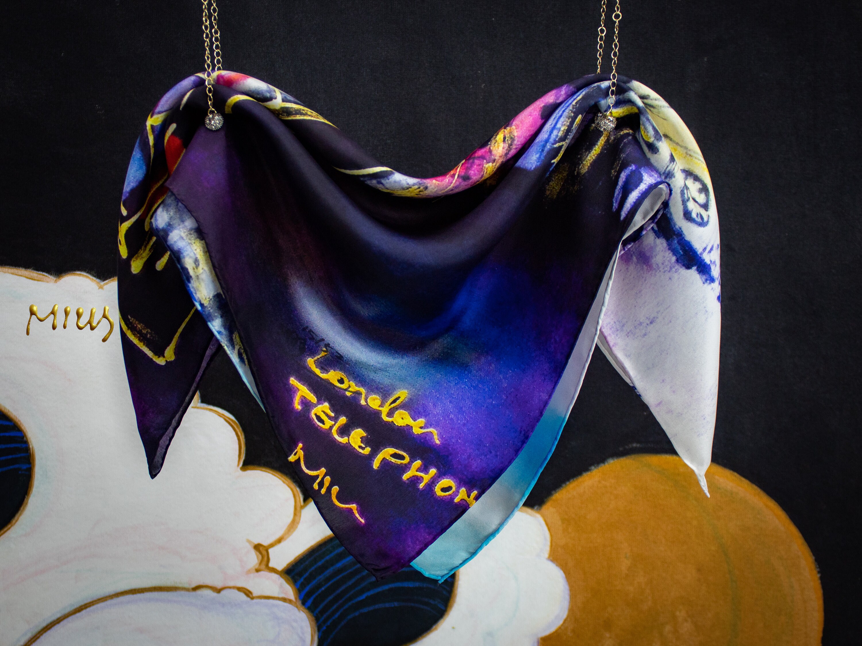 Surrealism Style London Telephone Box Silk Scarf Printed From - Etsy