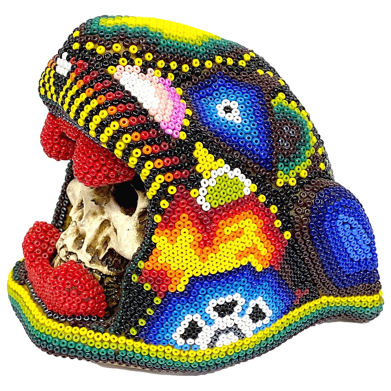 huichol decor beaded Catrina skeleton mexican Catrina huichol beadwork ...