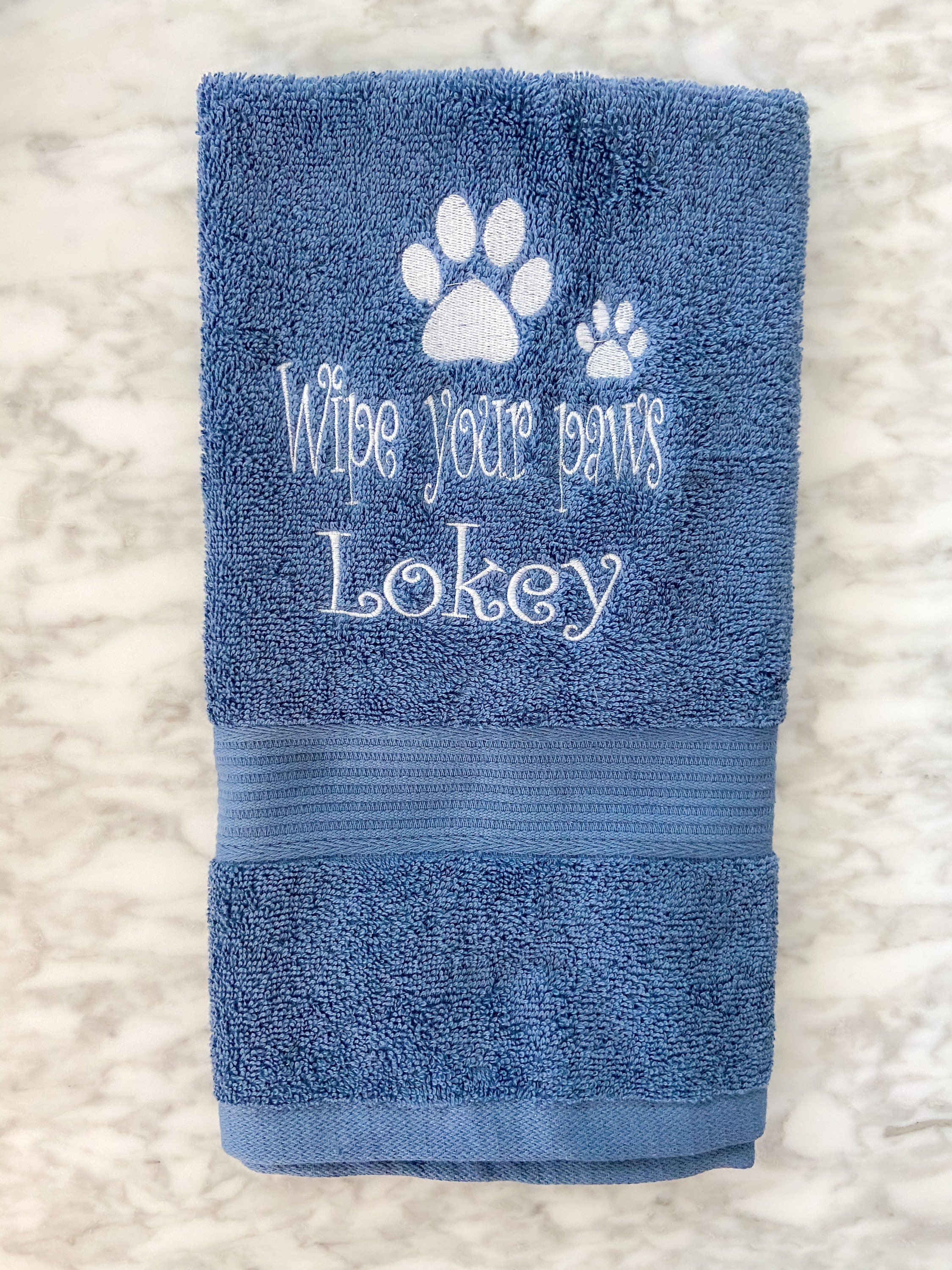 Personalized Dog Towel: Embroidered Paw Print, Custom Pet Gift - Etsy