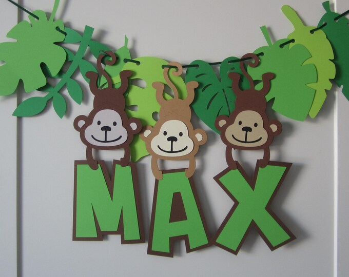Monkey Banner, Zoo, Jungle Theme Party, Baby's 1st Birthday, Monkey ...