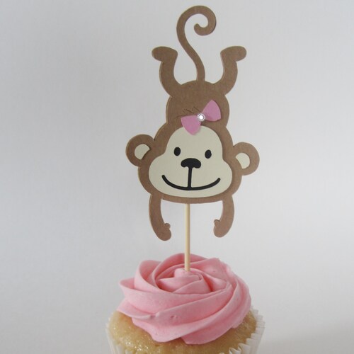 Monkey Party Cake Topper Girl Monkey Birthday Decoration - Etsy
