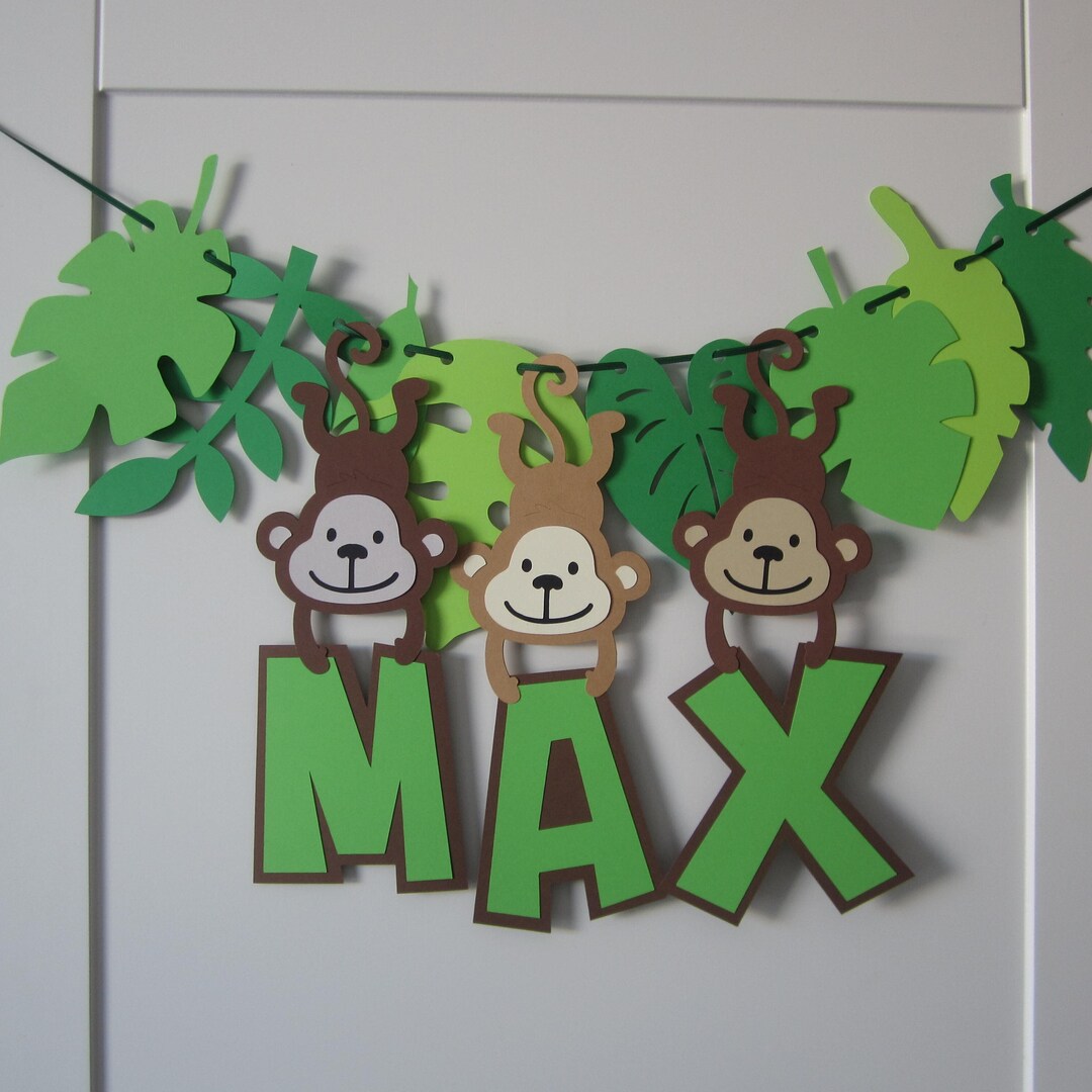 Monkey Banner Zoo Jungle Theme Party Baby's 1st - Etsy